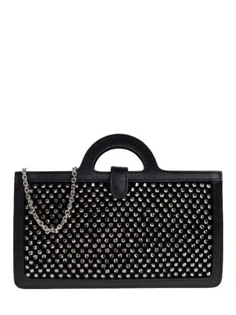 Marni Studded Leather Wallet With Chain - Black