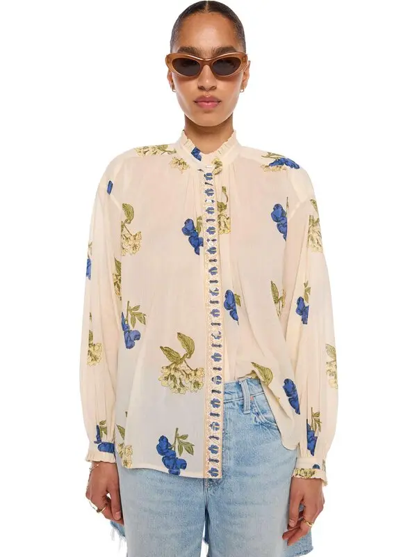 Alix Of Bohemia Poet Blouse With Blueberry Print - Multi