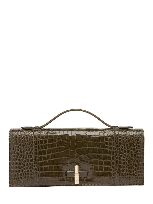MALONE SOULIERS May Crocodile-embossed Leather Clutch Bag - Green