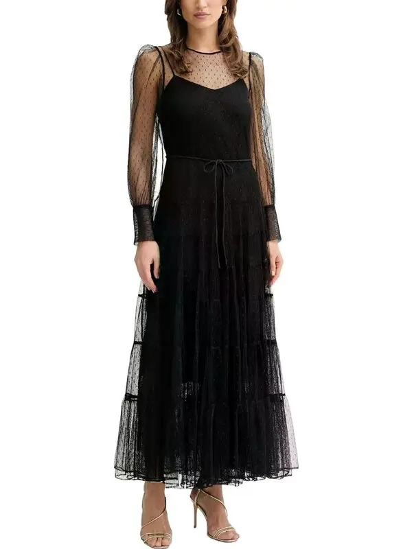 TWINSET Polka-dot Maxi Dress With Lace Trim - Black