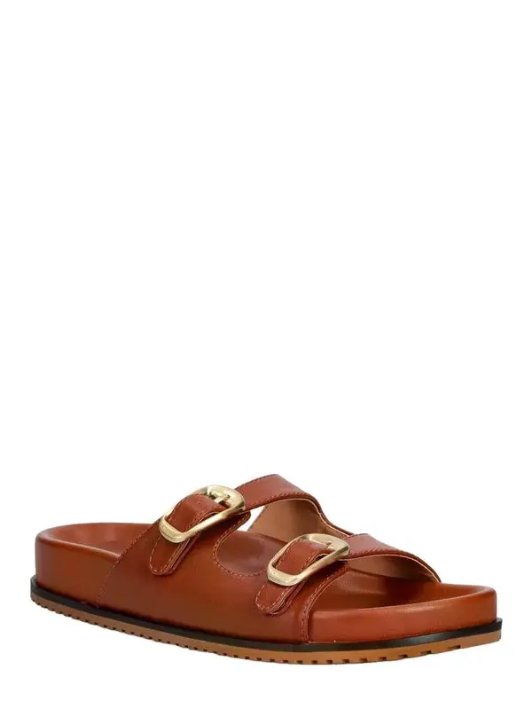 TWINSET Leather Buckle Fastening Slides - Brown