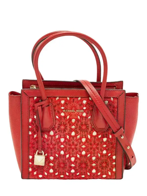 Michael Kors Mercer Studio Floral Cut-out Tote Bag - Red