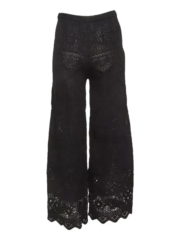 Maje Crochet Knit Wide-leg Trousers - Black