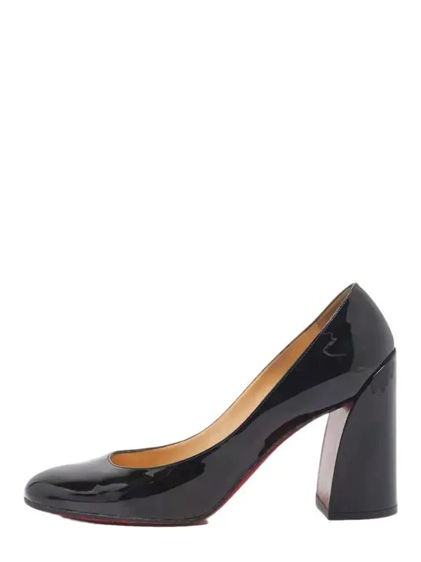 CHRISTIAN LOUBOUTIN Patent Leather Block Heel Pumps - Black