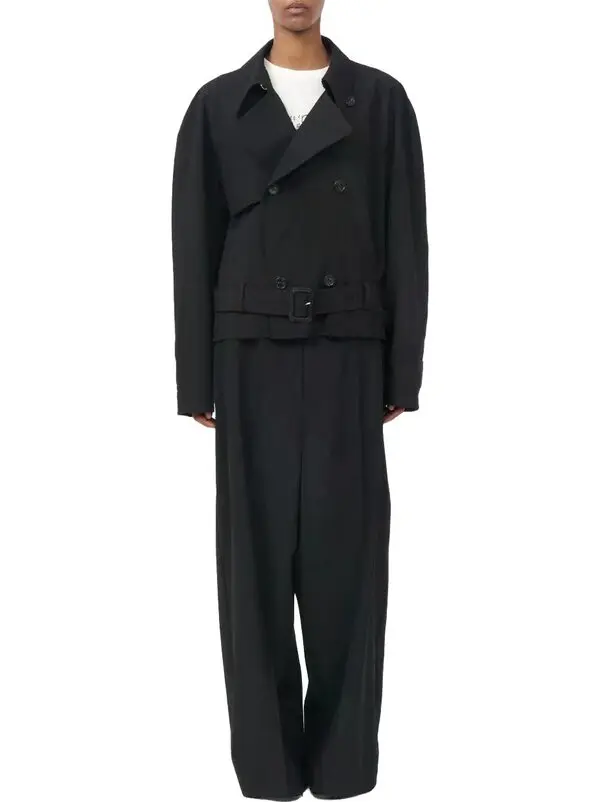 MAISON MARGIELA Belted Wool Blend Jacket - Black