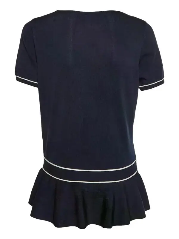 Carolina Herrera Navy Bow Detail Peplum Top - Blue