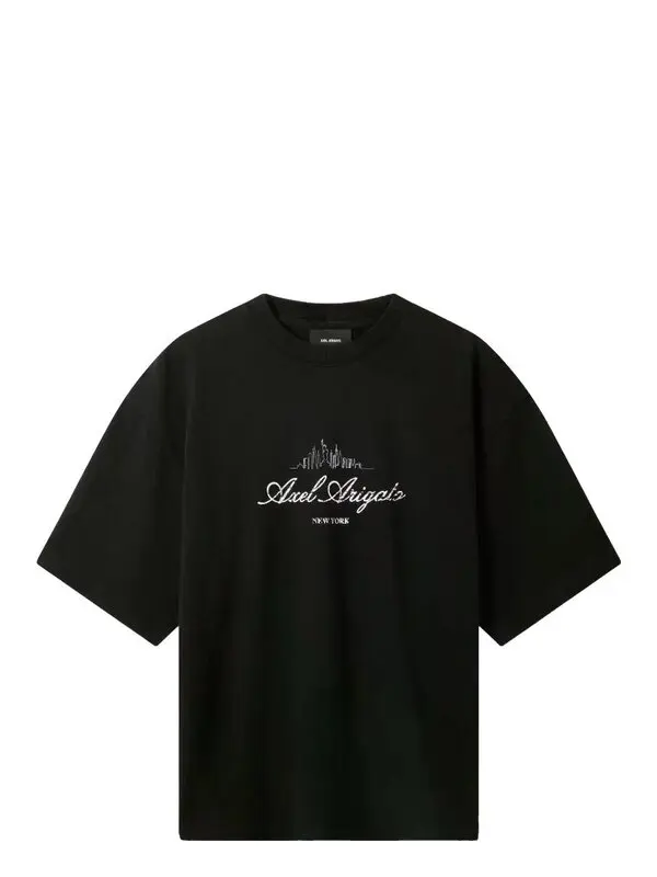 Axel Arigato Logo-embroidered Dropped-shoulder T-shirt - Black