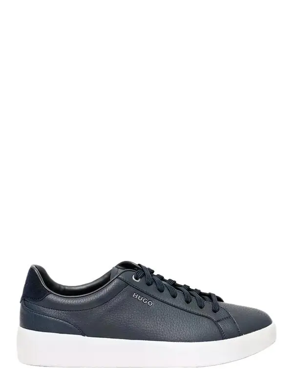 Hugo Grained Leather Logo Plaque Sneakers - Blue