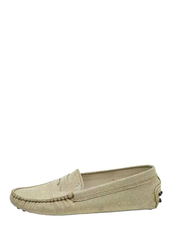 TOD'S Gommino Glitter-embellished Loafers - Gold