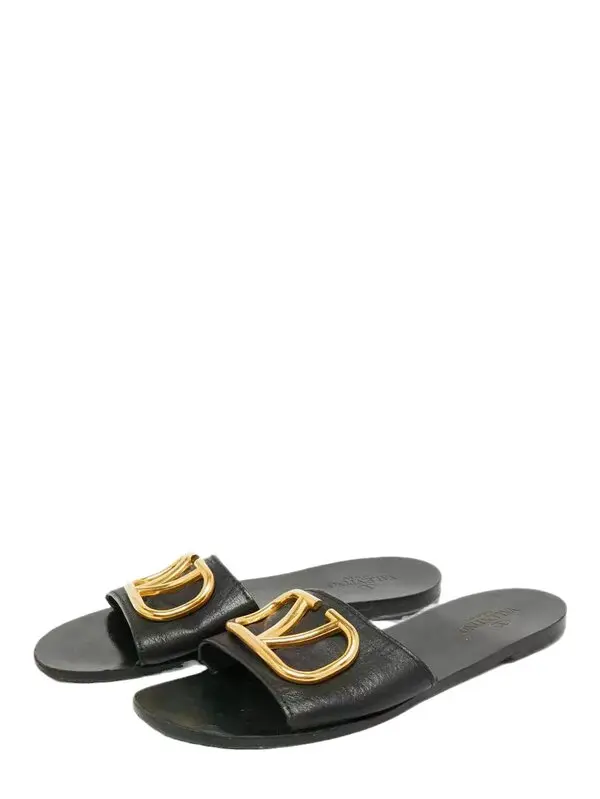 Valentino Garavani Vlogo Flat Sandals - Black