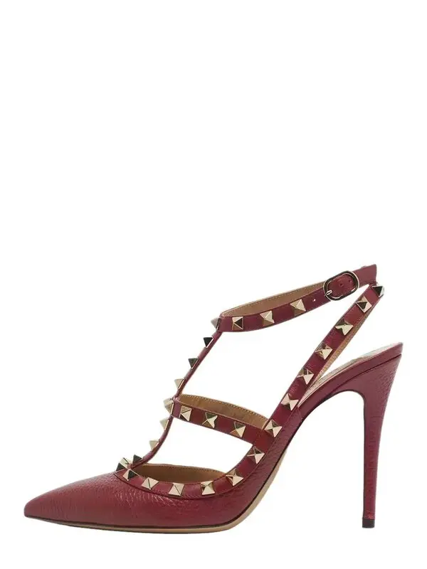 Valentino Garavani Rockstud Leather Heeled Pumps - Red