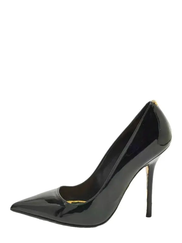 Versace Patent Leather Pointed Toe Pumps - Black
