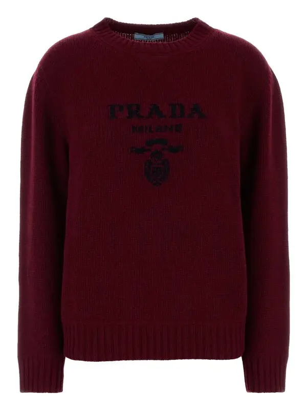 Prada Burgundy Wool Blend Sweater - Red