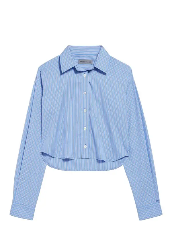 Balenciaga Striped Cropped Shirt - Blue