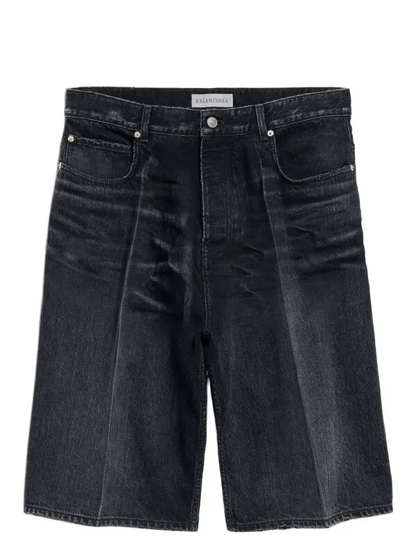 Balenciaga Stay Press Denim Shorts - Black