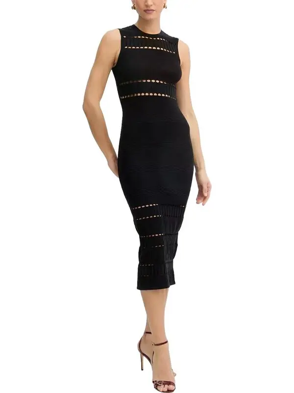 TWINSET Ribbed Knit Cut-out Midi Dress - Black
