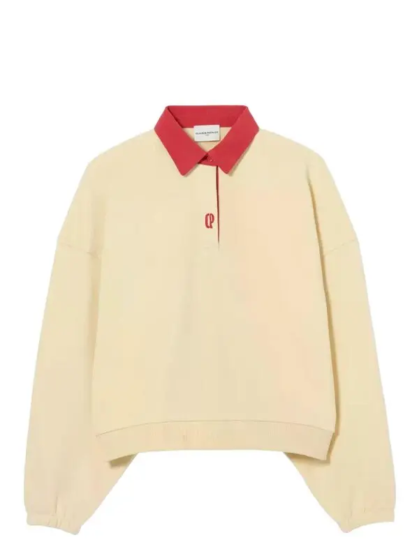 Claudie Pierlot Logo-embroidered Long-sleeve Polo Top - Neutrals