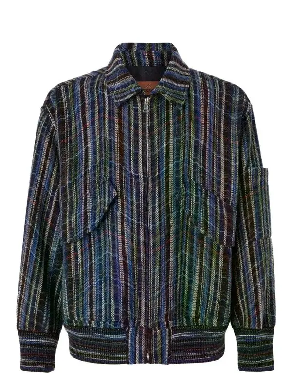 Missoni Zigzag Knit Zip-up Jacket - Blue