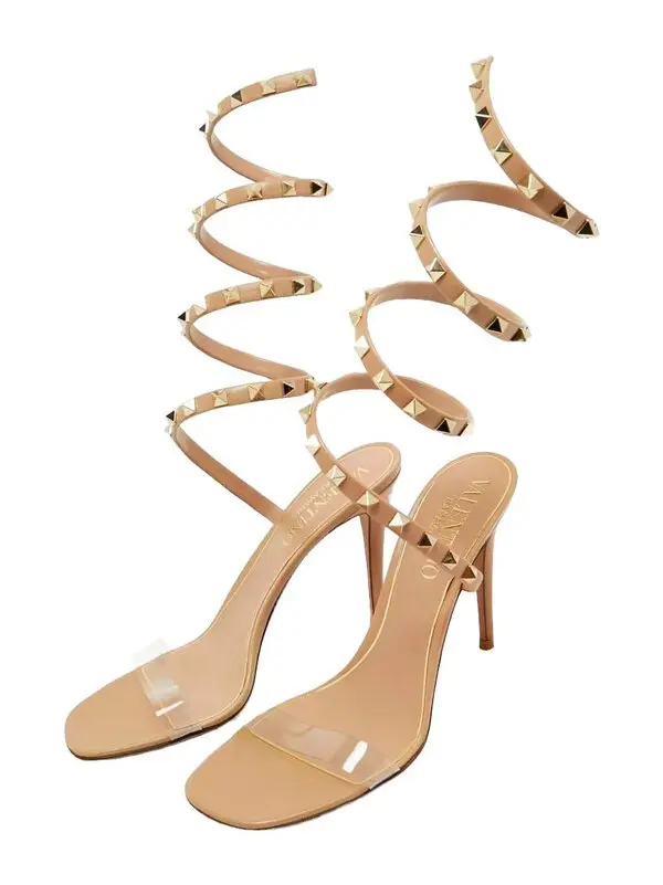 Valentino Garavani Rockstud Spiralling Sandals - Neutrals