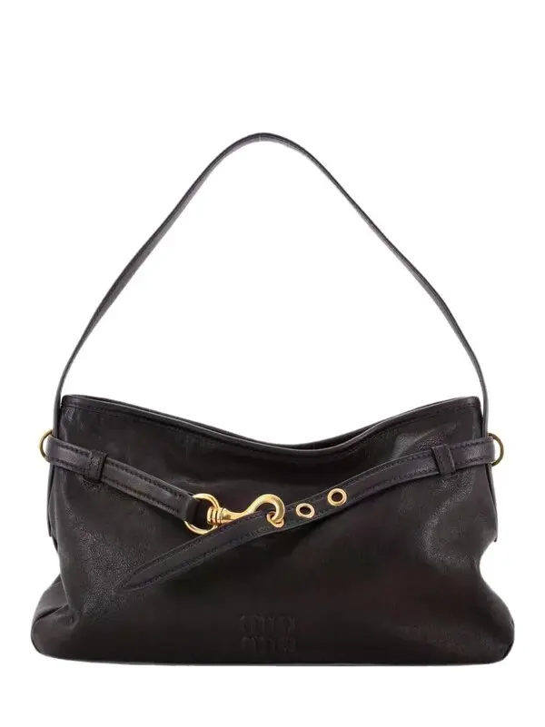 Miu Miu Aventure Leather Medium Shoulder Bag - Black
