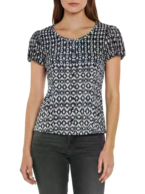 Max Mara Printed Pleated Top - Black