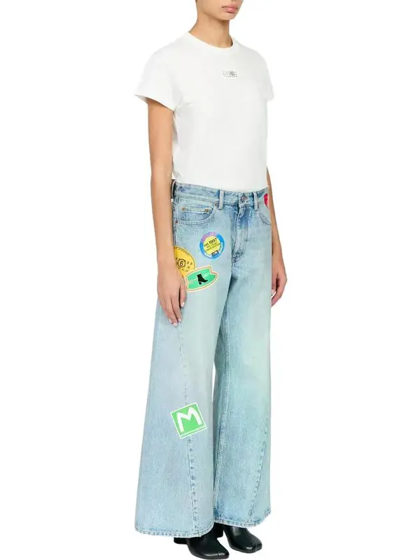 MAISON MARGIELA Wide-leg Jeans With Archive Sticker Collage - Blue