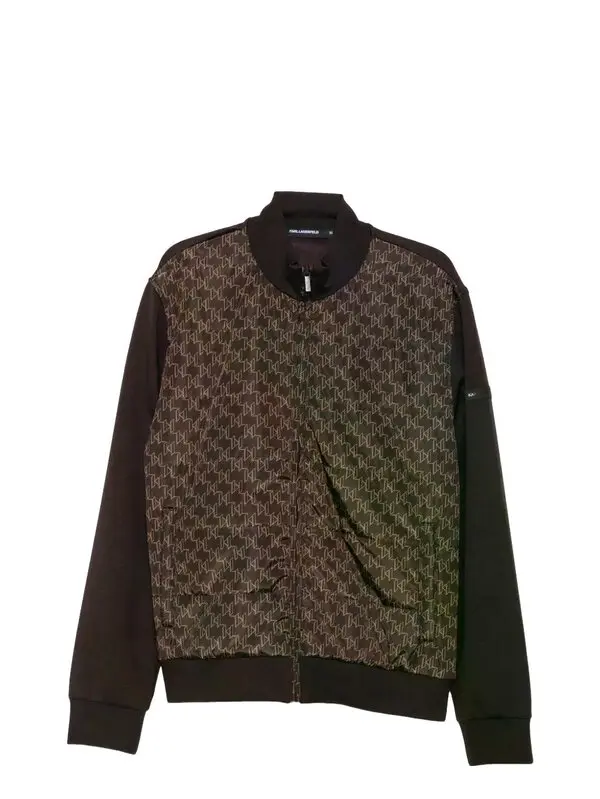 Karl Lagerfeld Monogram-print Zip-up Bomber Jacket - Brown