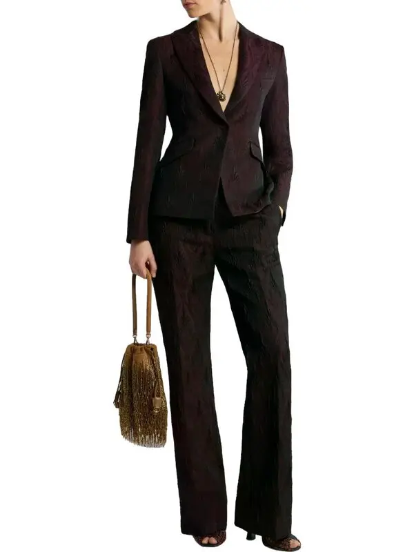 Etro Single-breasted Jacquard Jacket With Floral Medallion Motif - Red