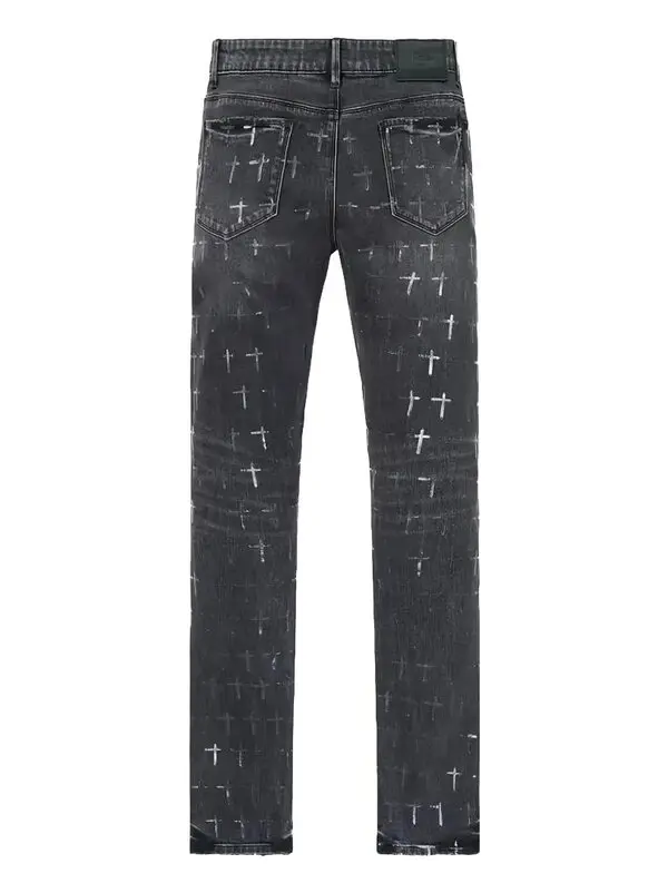RtA Bryant Cross-print Denim Jeans - Grey