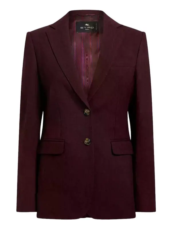 Etro Single-breasted Wool Jacquard Jacket With Medallion Motif - Red