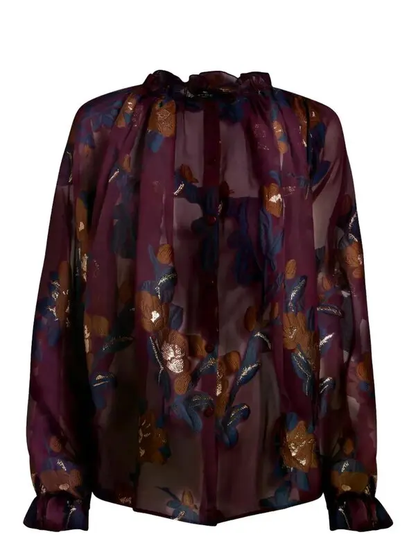 Etro Silk-blend Jacquard Shirt With Fil Coupé Flowers - Red