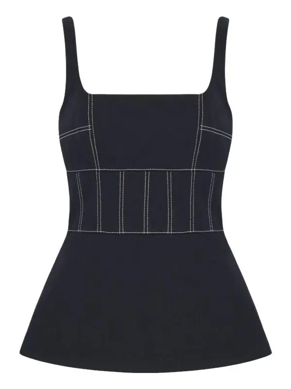 EMILIA WICKSTEAD Square Neck Peplum Top - Black