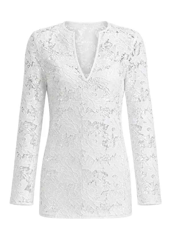SOLAQUA Daphne Floral-lace Tunic - White