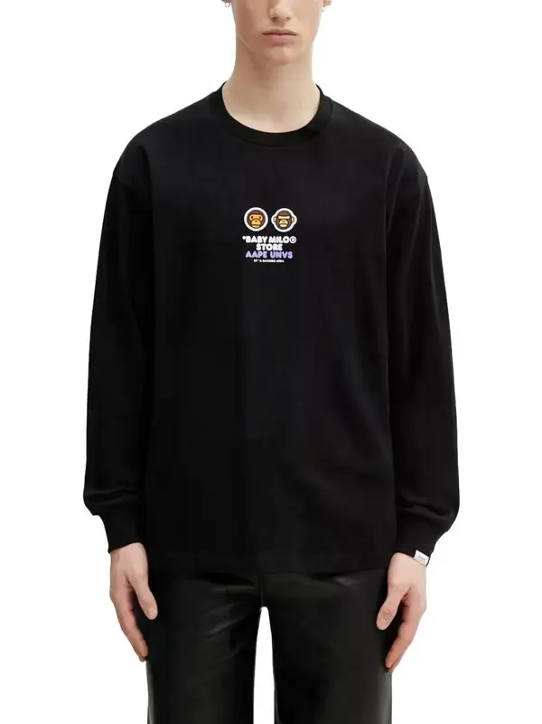 AAPE BY *A BATHING APE Baby Milo Graphic-print Long-sleeve T-shirt - Black