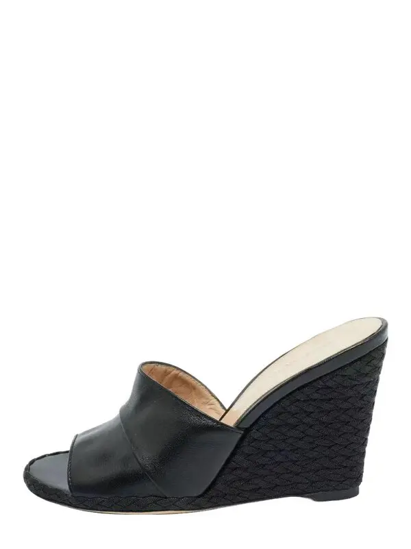 STUART WEITZMAN Woven Wedge Sandals - Black