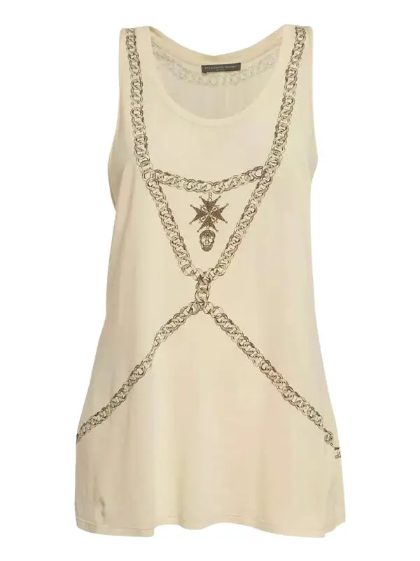 Alexander McQueen Chain Print Crossover Back Tank Top - Neutrals