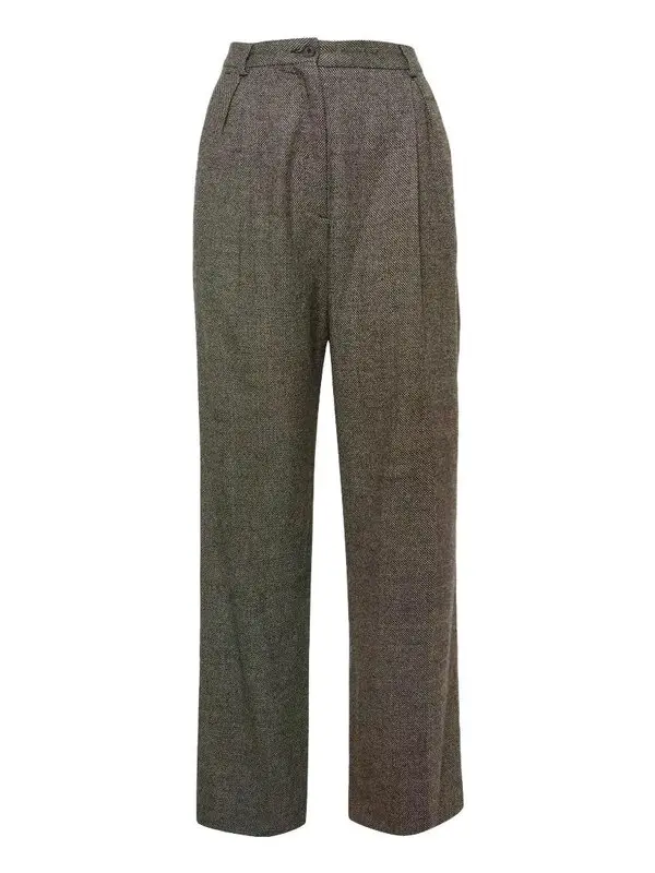 Rochas Textured Wool Blend Trousers - Grey