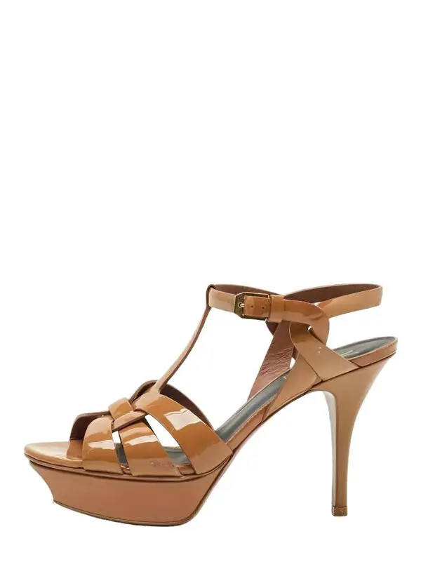 Saint Laurent Tribute Leather Platform Sandals - Brown