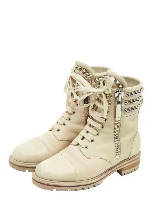CHRISTIAN LOUBOUTIN Spike Embellished Combat Boots - Neutrals
