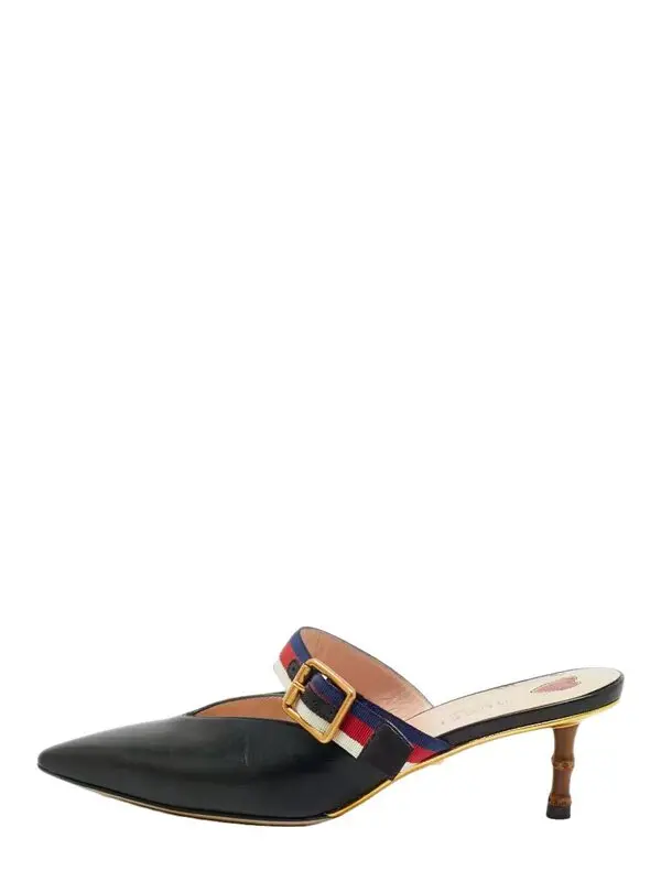 Gucci Leather Pointed Toe Mules - Black