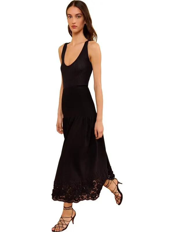 Ulla Johnson Leona Crochet Midi Skirt - Noir