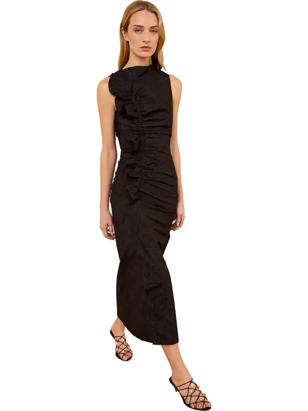 Ulla Johnson Demetria Taffeta Midi Dress - Obsidian