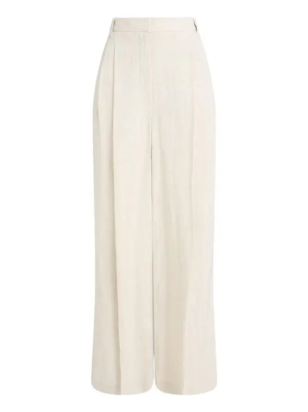 Brunello Cucinelli Wide-leg Linen-blend Pants With Bead Embellishment - Ecru