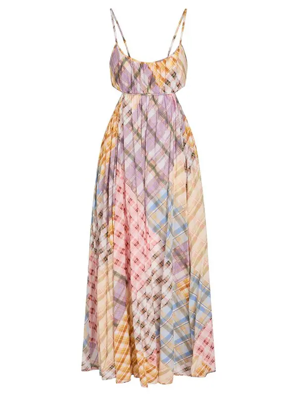 Zimmermann Checked Cotton-poplin Maxi Dress - Multicolor