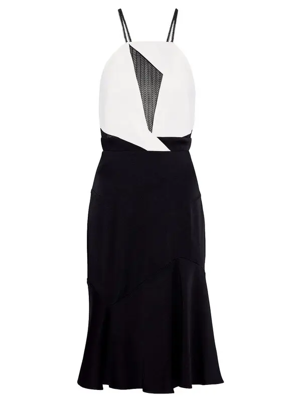 Roland Mouret Mesh-paneled Two-tone Cady Dress - Black