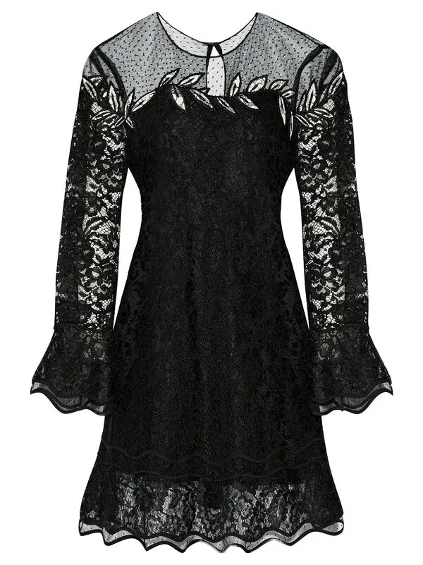 Sachin & Babi Julliard Embroidered Tulle And Corded Lace Mini Dress - Black
