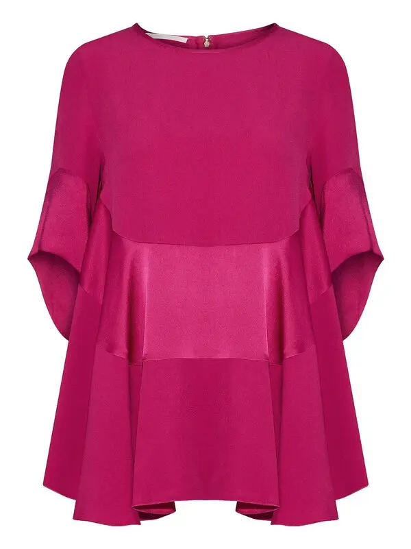 Antonio Berardi Paneled Draped Crepe Blouse - Fuchsia