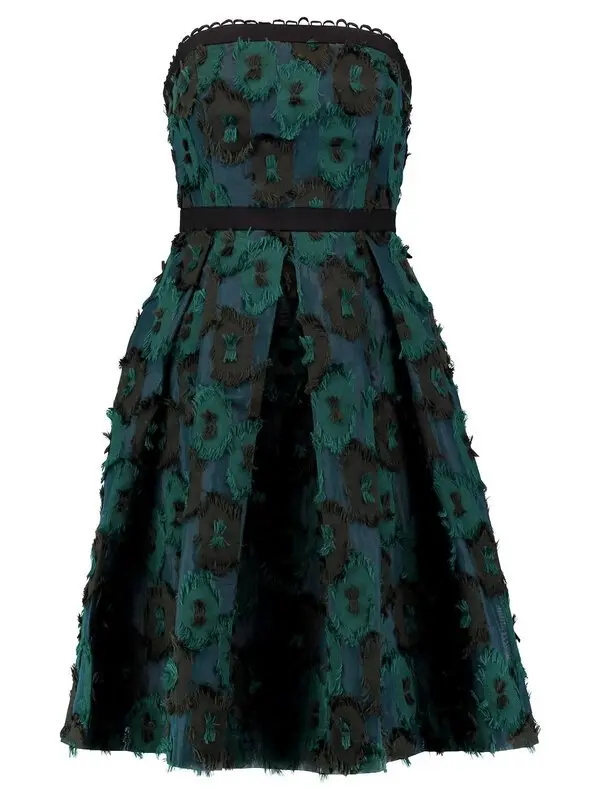 Saloni Anina Strapless Fil Coupé Chiffon Dress - Emerald