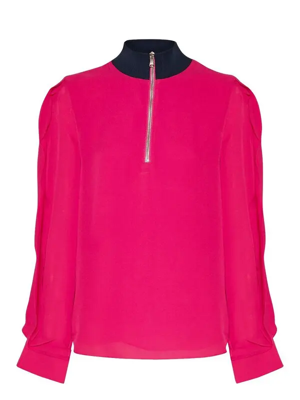 3.1 Phillip Lim Silk Crepe De Chine Blouse With Zip Detail - Fuchsia
