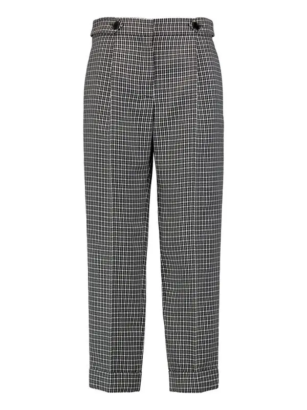 Sonia Rykiel Paris Houndstooth Wool Trousers - Gray
